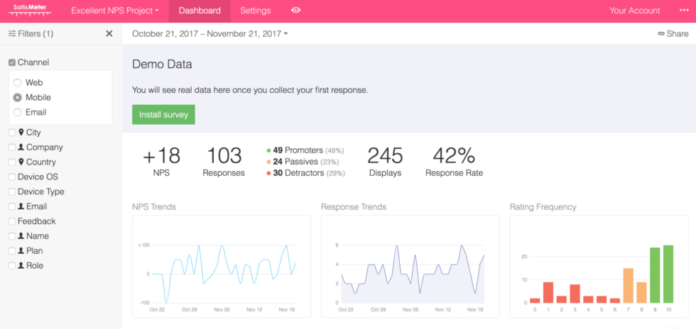Collect Net Promoter Scores inside your iOS or Android App - SatisMeter